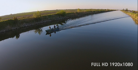 Flying Over Boat at Sunset, Stock Footage | VideoHive
