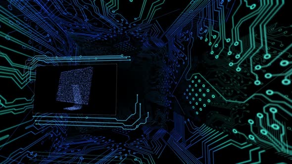 3d Screens Showing Computing Scenes With Power Button, Motion Graphics