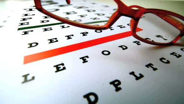 Glasses Falling Over An Eye Test, Stock Footage | VideoHive