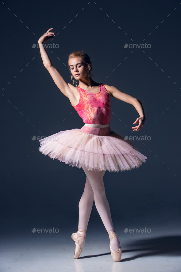 Portrait of the ballerina in ballet pose Stock Photo by master1305