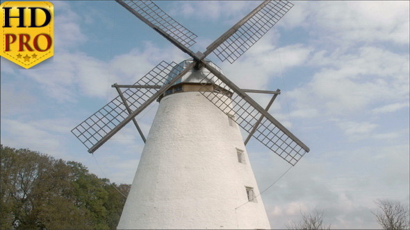 The Old Windmill with Four Blades in the Farm, Stock Footage | VideoHive