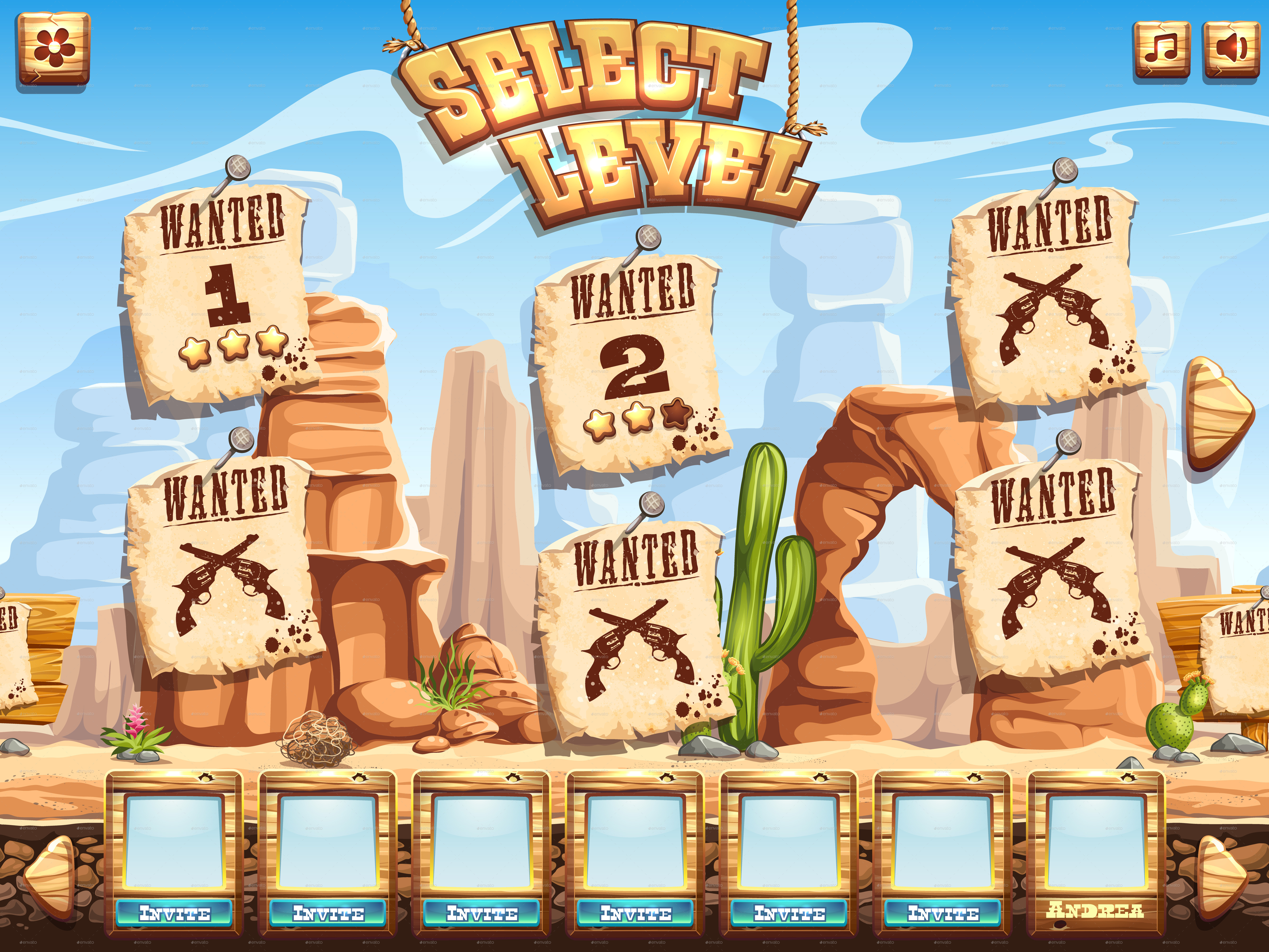 Wild West GUI, Game Assets | GraphicRiver