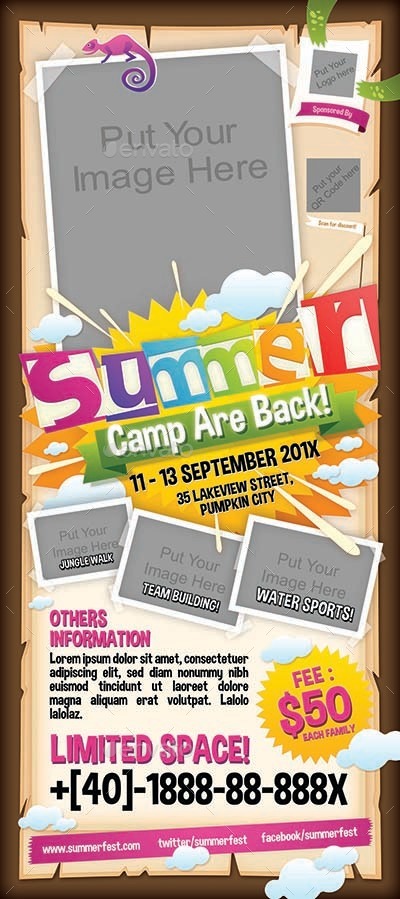 Kids Summer Camp Banner, Print Templates | GraphicRiver