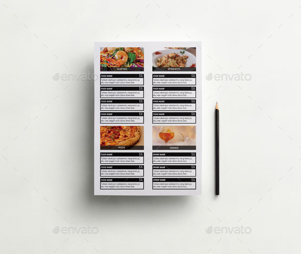 Simple Black White Food Menu, Print Templates | GraphicRiver