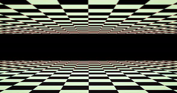 Checkerboard pattern moving in hypnotic motion against black background ...