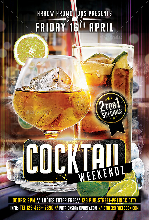 Cocktail Flyer Bundle, Print Templates | GraphicRiver