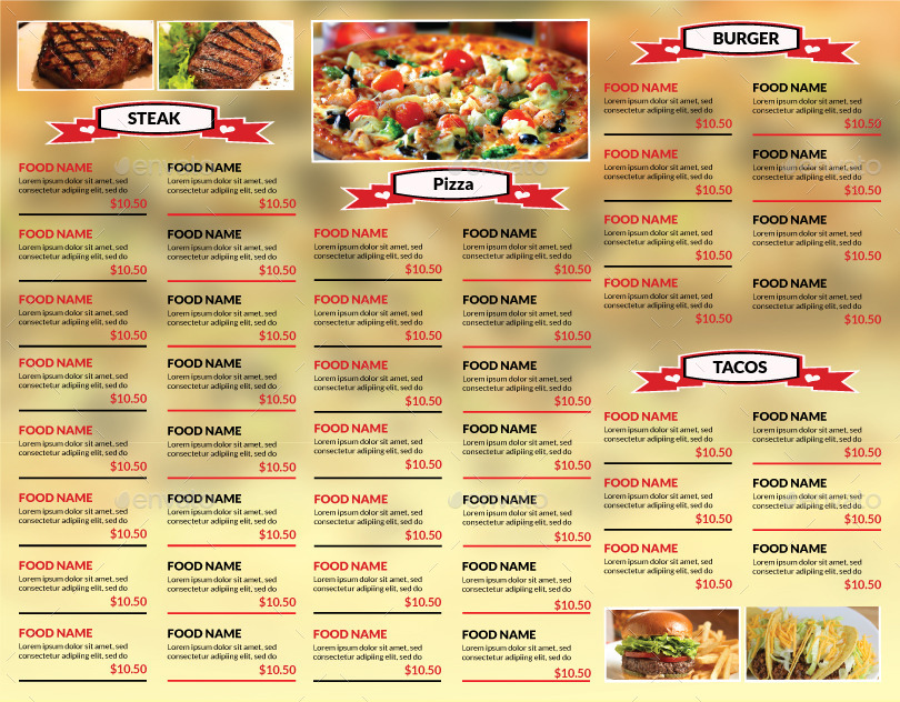 Food Menu Trifold Brochure , Print Templates | GraphicRiver