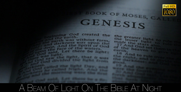 A Beam Of Light On The Bible At Night, Stock Footage | VideoHive