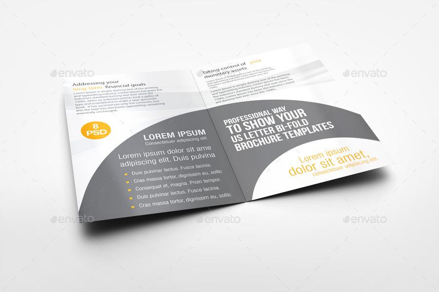 US Letter Bi-Fold Brochure Mock-Up, Graphics | GraphicRiver