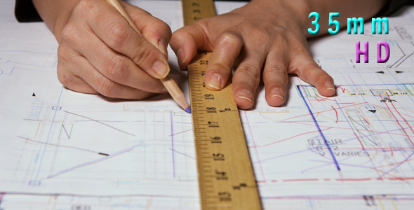 Architect Using A Ruler, Stock Footage | VideoHive