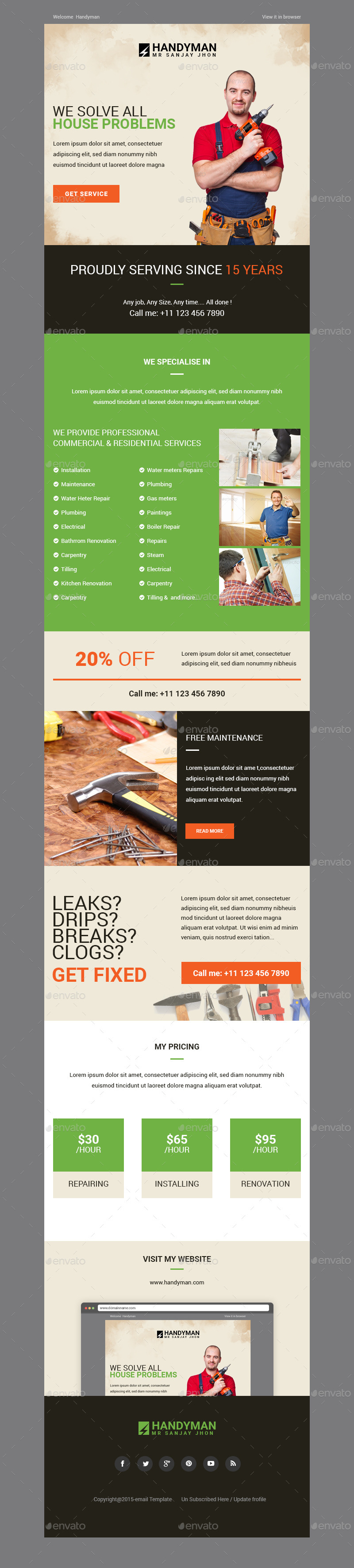 Spark - Construction / Electrician / Plumber Email Template , Web Elements
