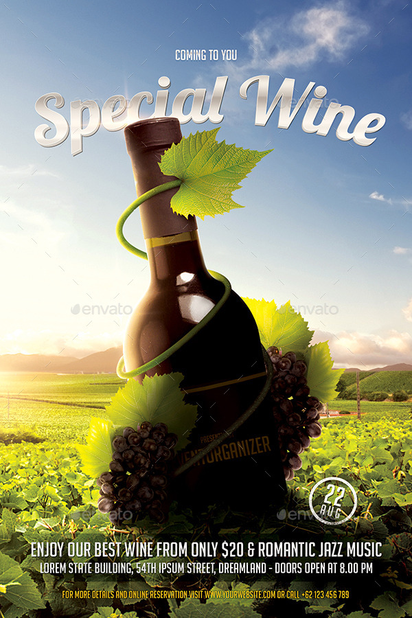 Special Wine Party Flyer, Print Templates | GraphicRiver