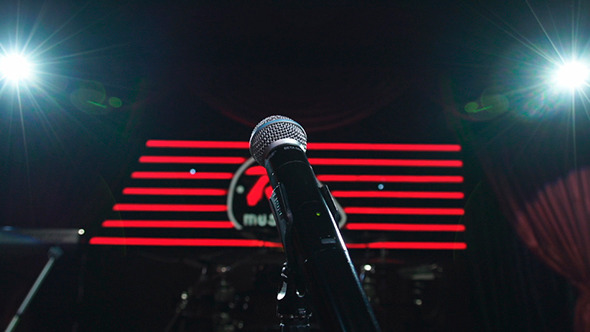 Disco Light and Musical Microphone in Night Club, Stock Footage | VideoHive