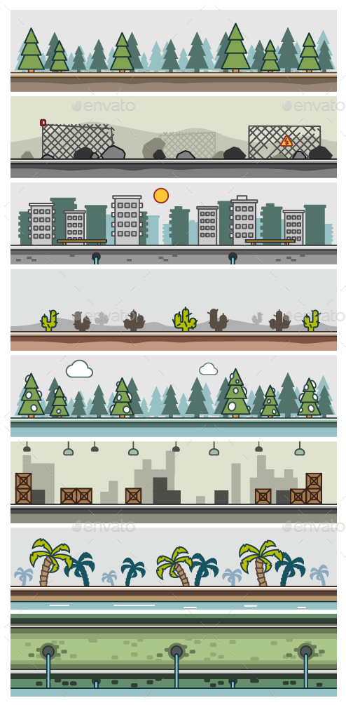 8 Game Backgrounds, Game Assets | GraphicRiver