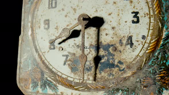 Old Clock Dial with Rusty Minute and Hour Hands Covered Corrosion ...