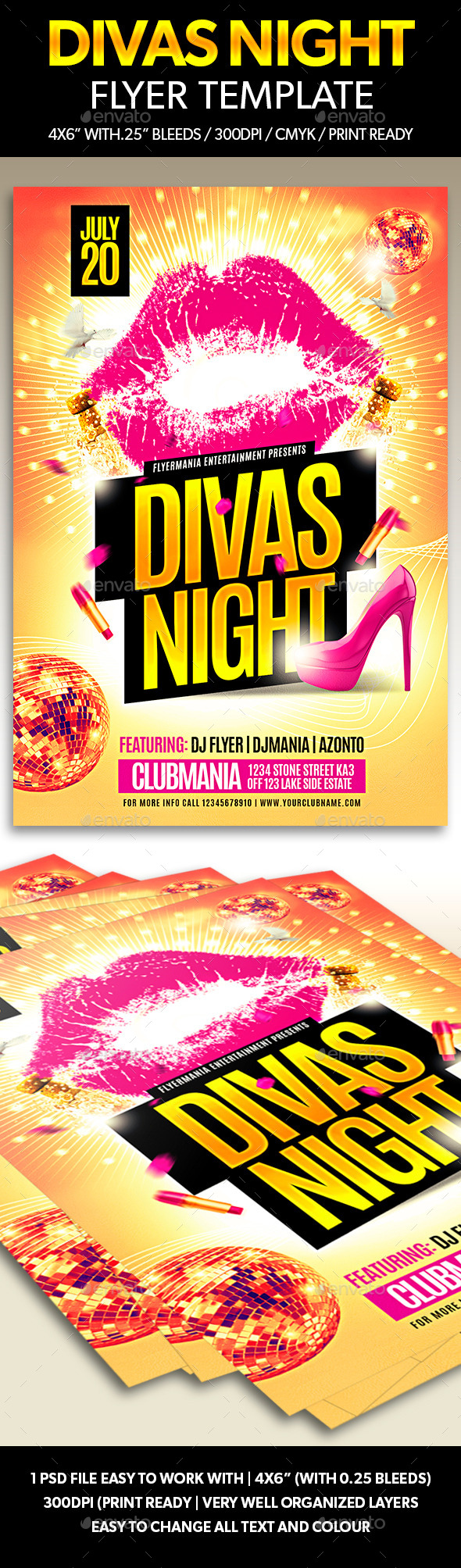 Divas Night Flyer Template by Flyermania | GraphicRiver