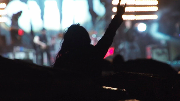 Girl Dancing in Rock Concert in Rain at Night, Stock Footage | VideoHive