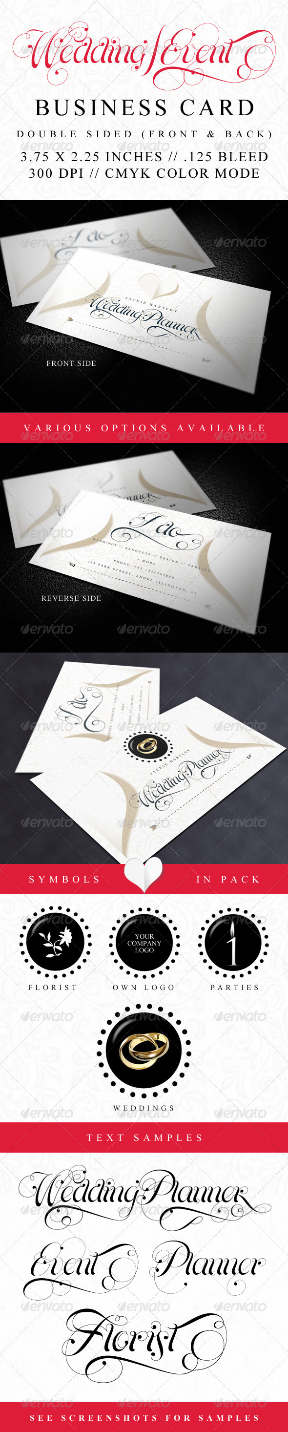 Elegant Wedding and Event Business Card by ShermanJackson | GraphicRiver