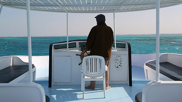 Captain At Controls On Yacht In Sea, Stock Footage | VideoHive