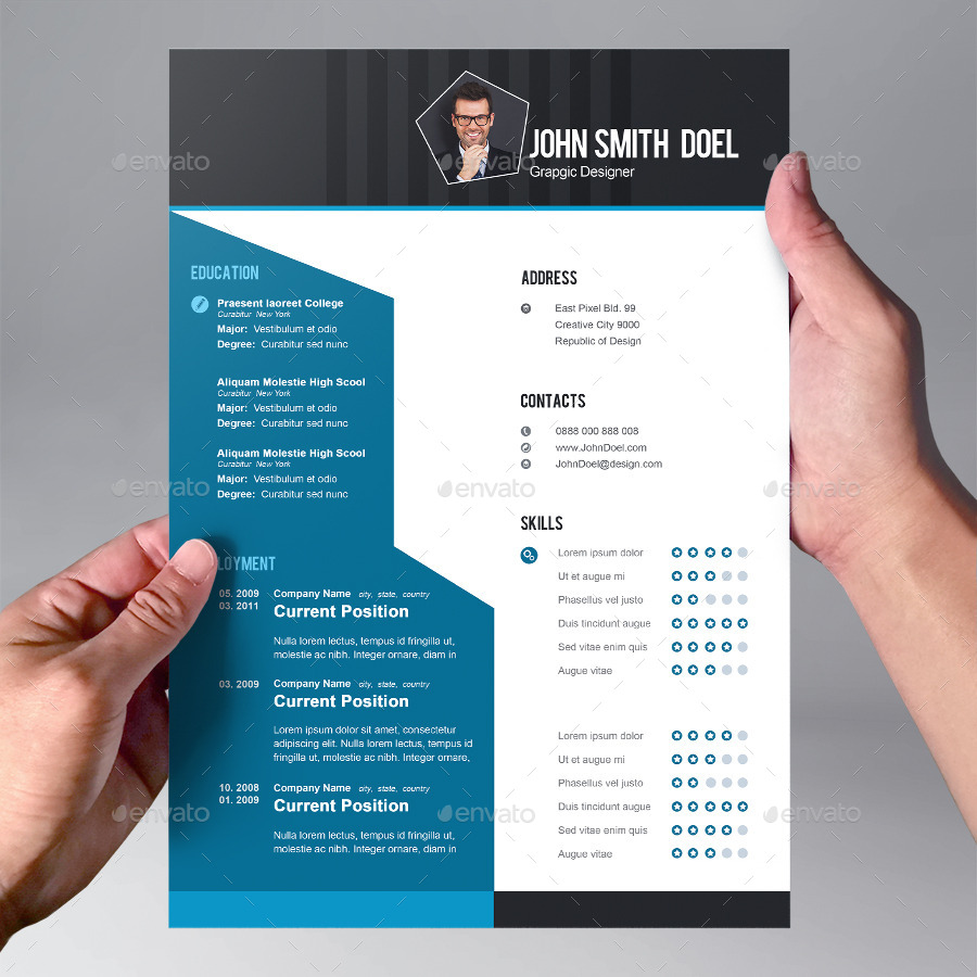Clean Resume Template Design, Print Templates | GraphicRiver