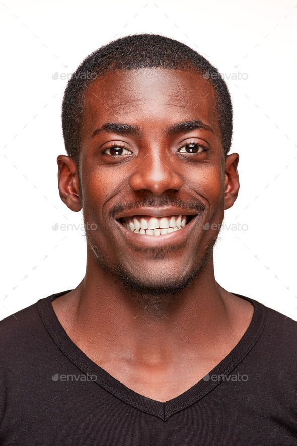 portrait of handsome young black african smiling man Stock Photo by ...