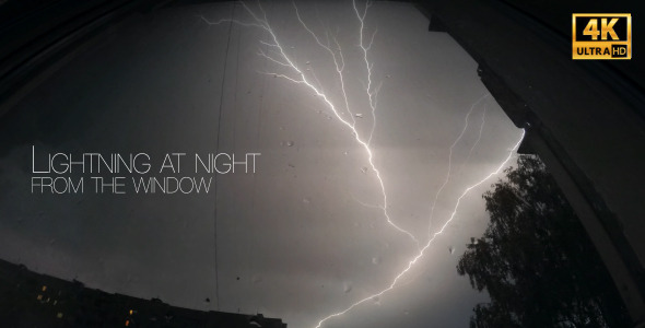 Lightning At Night From The Window, Stock Footage | VideoHive