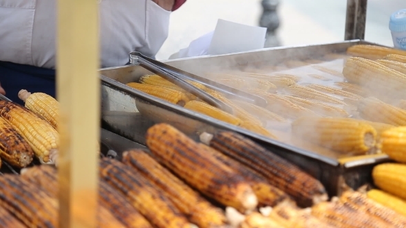 Grilled Corn Cob On The Market In Turkey, Stock Footage | VideoHive