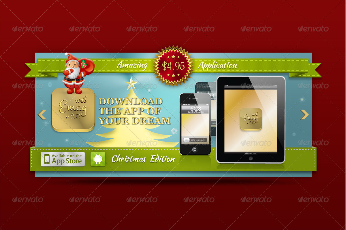 Christmas Slider Ads for Mobile Applications, Web Elements | GraphicRiver