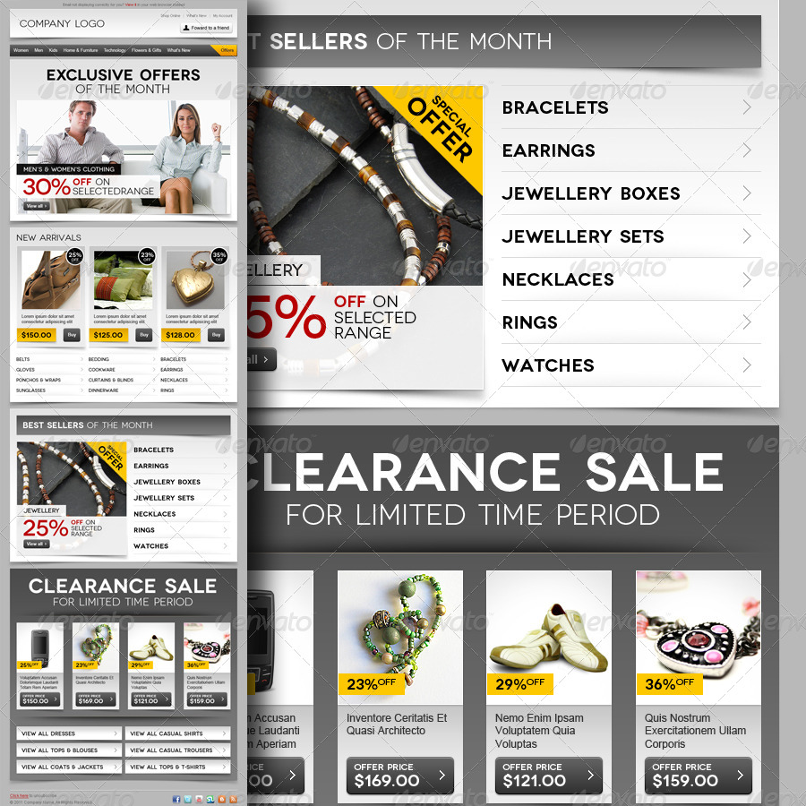 E-commerce Offers Email Template Design Vol.3, Web Elements | GraphicRiver