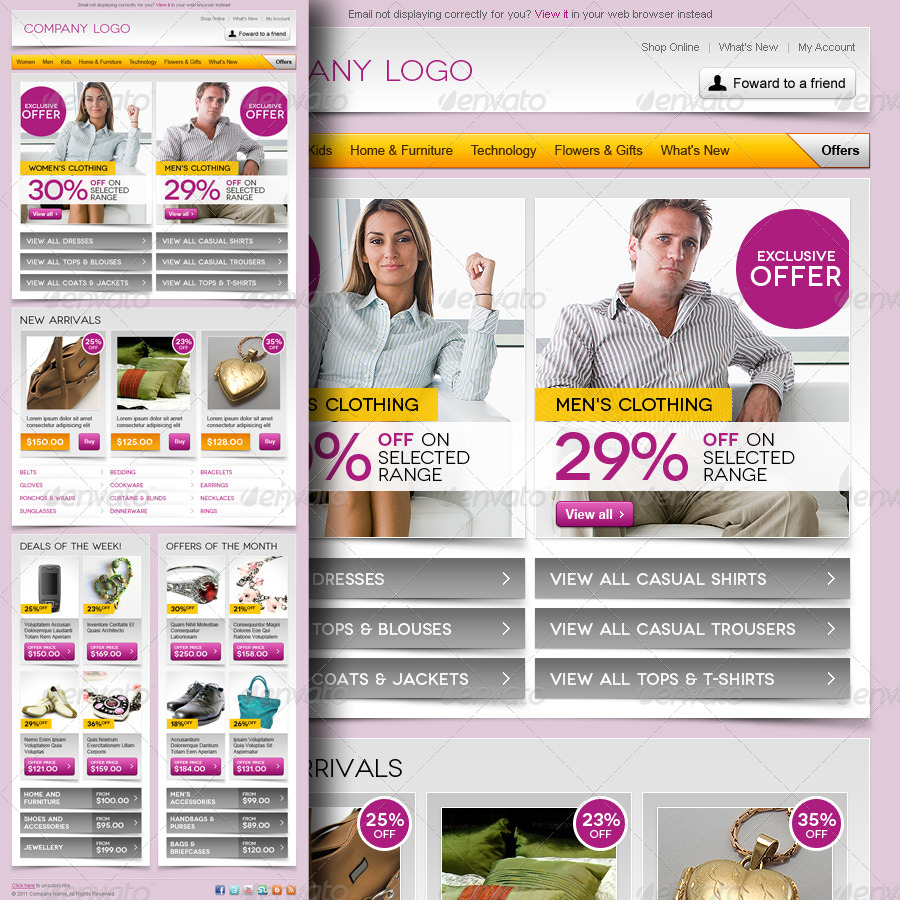 E-commerce Offers Email Template Design Vol.3, Web Elements | GraphicRiver