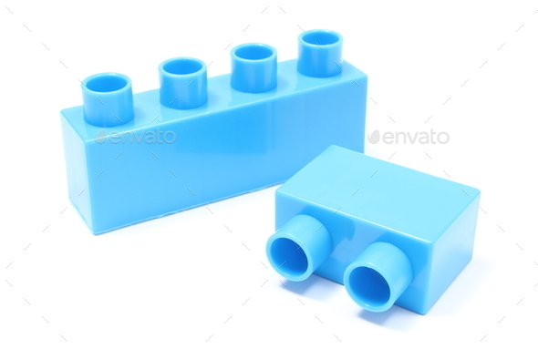 Blue building blocks on white background Stock Photo by ratmaner ...