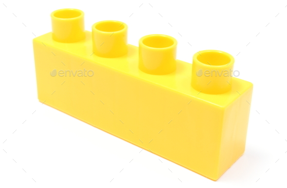 Yellow building block on white background Stock Photo by ratmaner ...