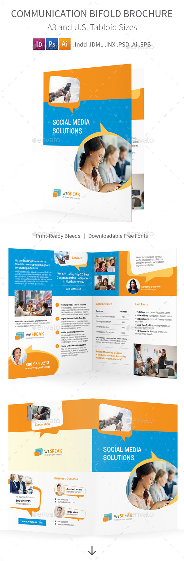 Communication Bifold / Halffold Brochure by Mike_pantone | GraphicRiver