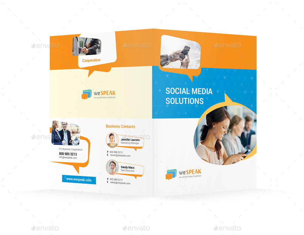 Communication Bifold / Halffold Brochure, Print Templates | GraphicRiver