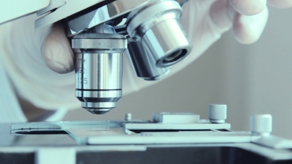 Microscope At Laboratory, Stock Footage | VideoHive