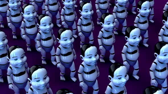 4K concept animation of baby robots, Motion Graphics | VideoHive