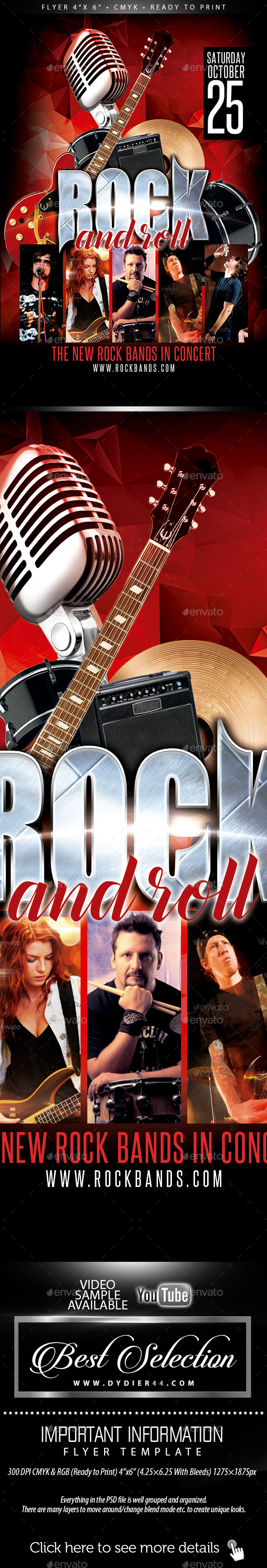 Rock and Roll (Flyer Template 4x6) by Dydier44 | GraphicRiver