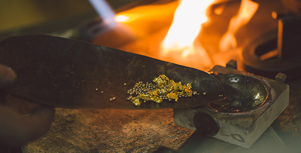 Pouring Gold And Metal In Stone Cup, Stock Footage | VideoHive
