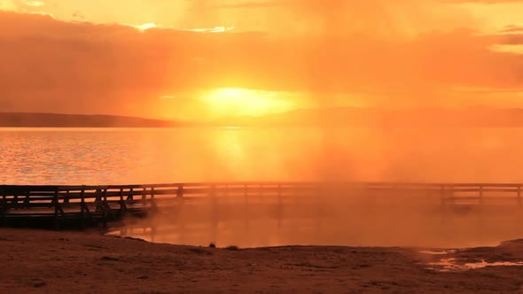 Sunrise Over Yellowstone Lake, Stock Footage | VideoHive