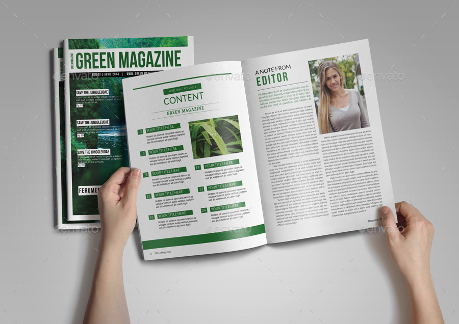 Green Magazine, Print Templates | GraphicRiver