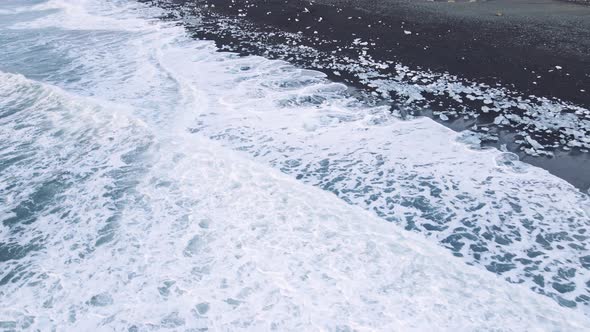 Drone Over Diamond Beach Surf Iceland, Stock Footage | VideoHive