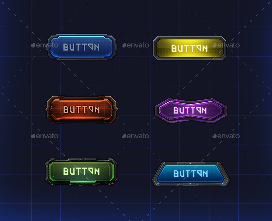 Cybernetic Buttons, Web Elements | GraphicRiver
