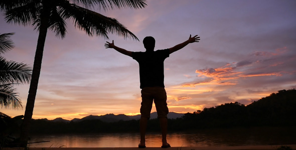 Man At Sunset, Stock Footage | VideoHive