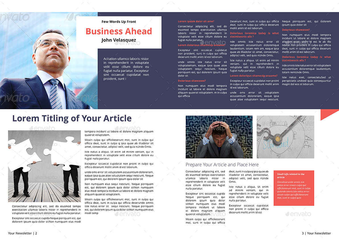 Business Newsletter A4 & Letter Size, Print Templates | GraphicRiver