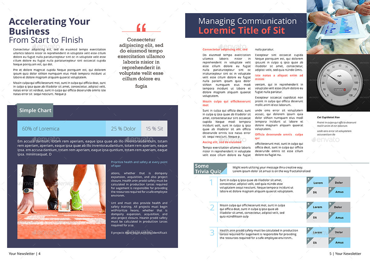 Business Newsletter A4 & Letter Size, Print Templates | GraphicRiver