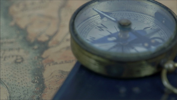 The Compass and the Bible on the Map, Stock Footage | VideoHive