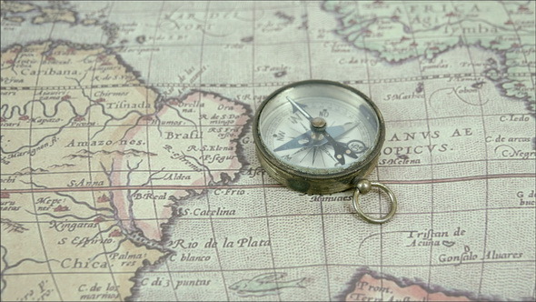 View of the Compass and the Map, Stock Footage | VideoHive