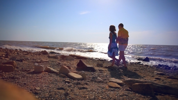 Attractive Couple In Love At The Sea. Young Man, Stock Footage | VideoHive