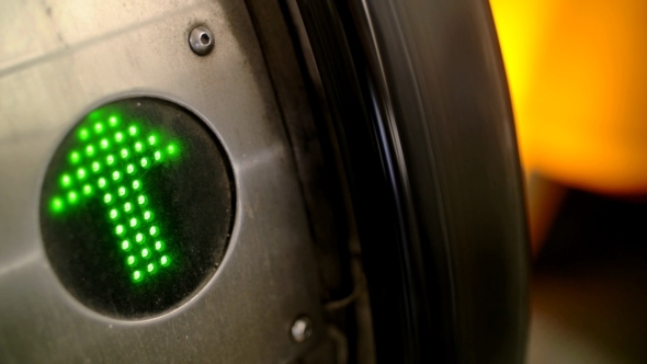 Green Arrow Indicator On Working Escalator, Stock Footage | VideoHive