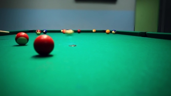 Lining To Hit Ball On Pool Table, Stock Footage | VideoHive